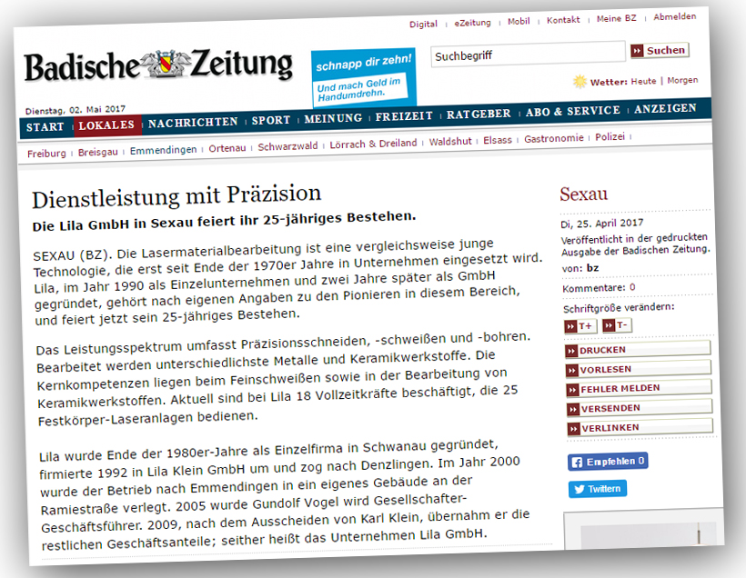 Detail - Modernste Lasertechnologie für höchste Anforderungen